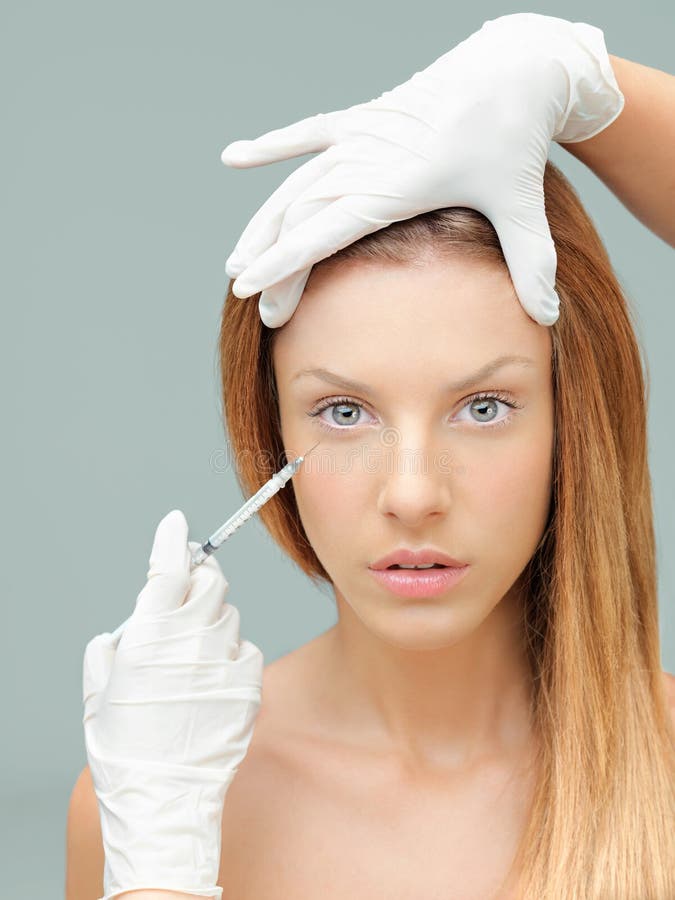 Young Woman with Doctor Hands Injecting Botox Stock Photo - Image of ...