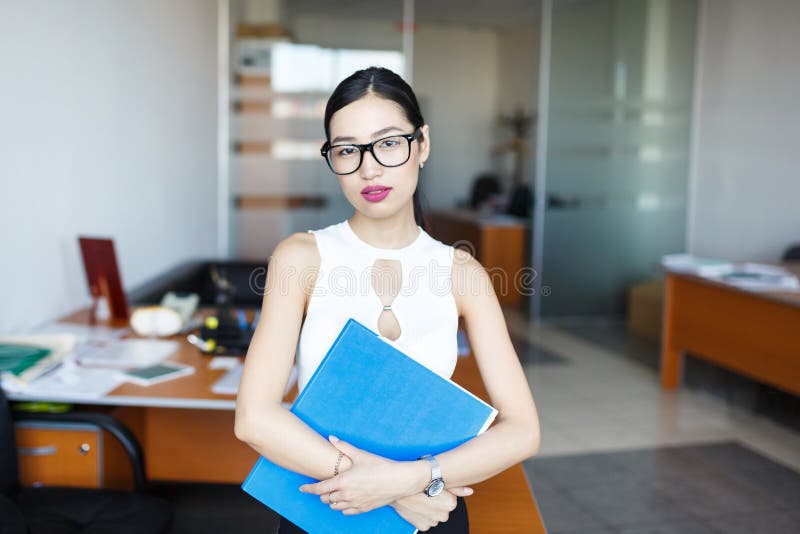 Young Woman with Document Case Stock Photo - Image of close, document ...