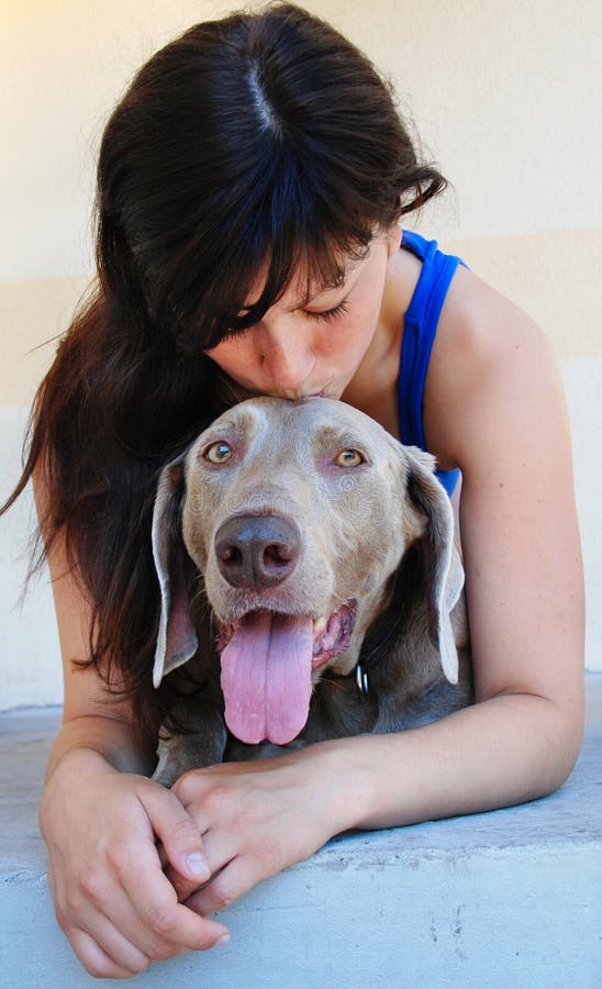 Young woman with dog stock photo. Image of summer, young - 15219196