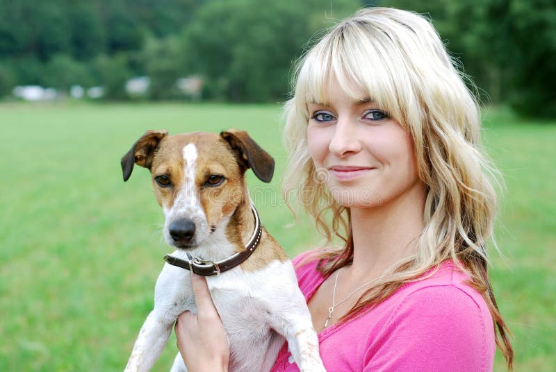 Young woman with dog stock image. Image of friendship - 21229085