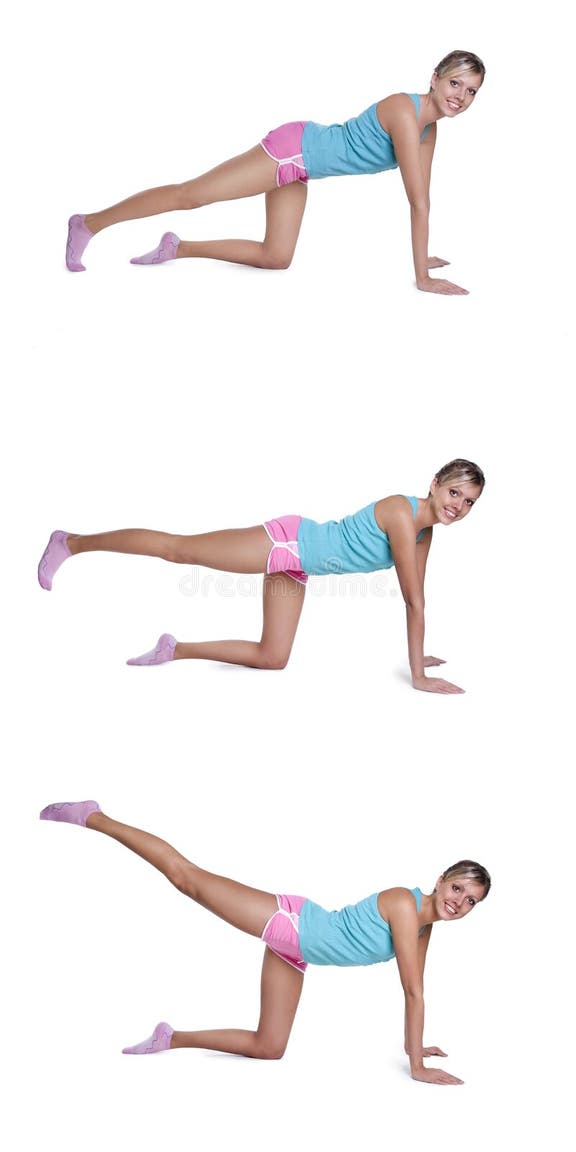 Young Woman Doing Exercises for Back of Thigh Stock Photo - Image of ...