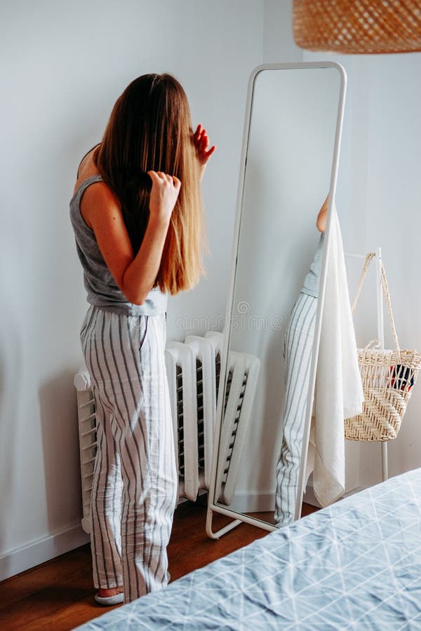 Young Woman Doing Her Morning Routine Stock Photo - Image of ready ...