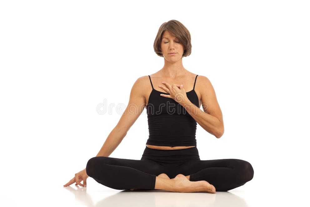 Young Woman Doing Namaste Hands Pose Stock Image - Image of pretty ...