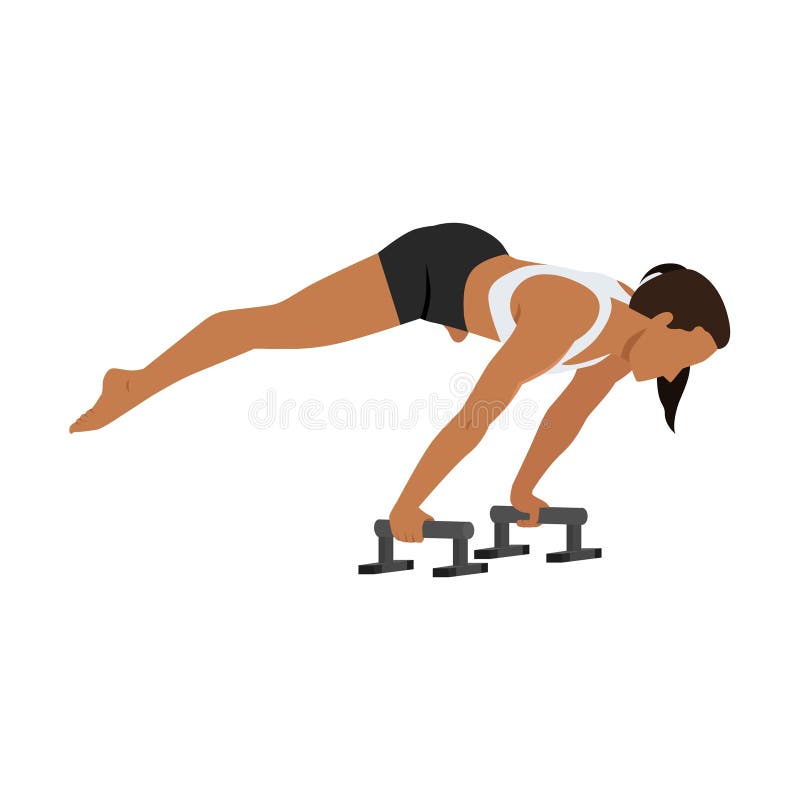 Young Woman Doing Perfect Straddle Planche with Push Up Bars Stock ...