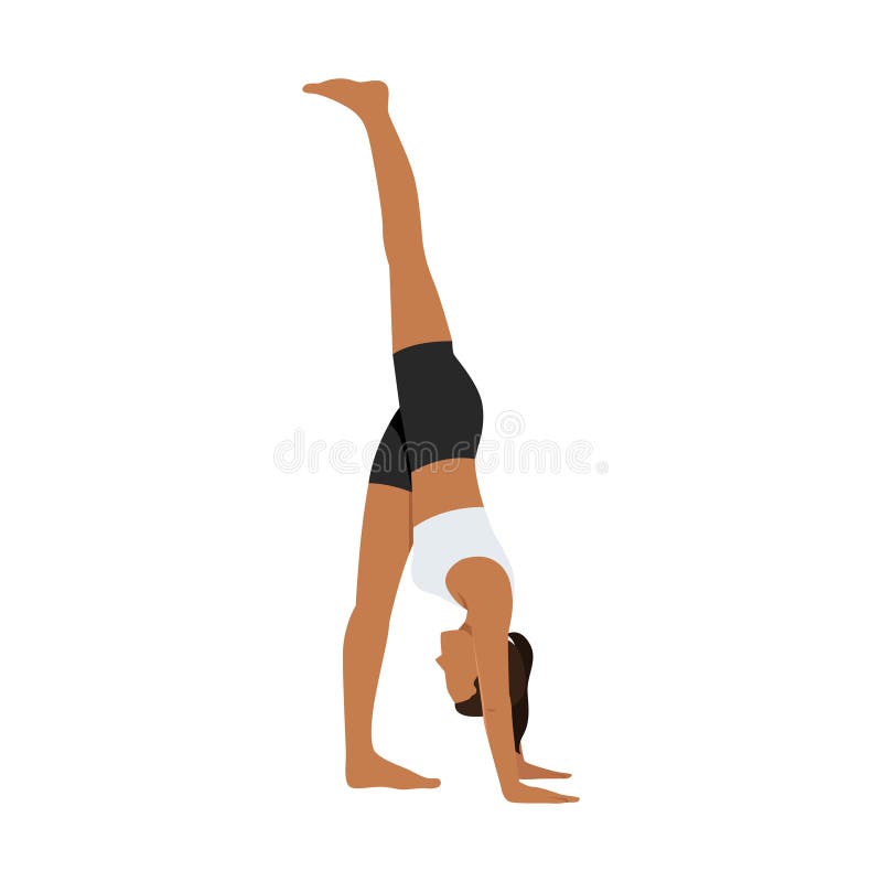 Young Woman Doing Standing Split Pose, One Legged Extended Forward Bend ...