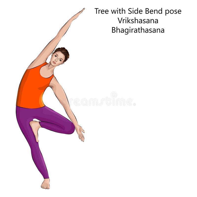 Yoga Pose. Parivritta Baddha Utkatasana. Stock Illustration ...