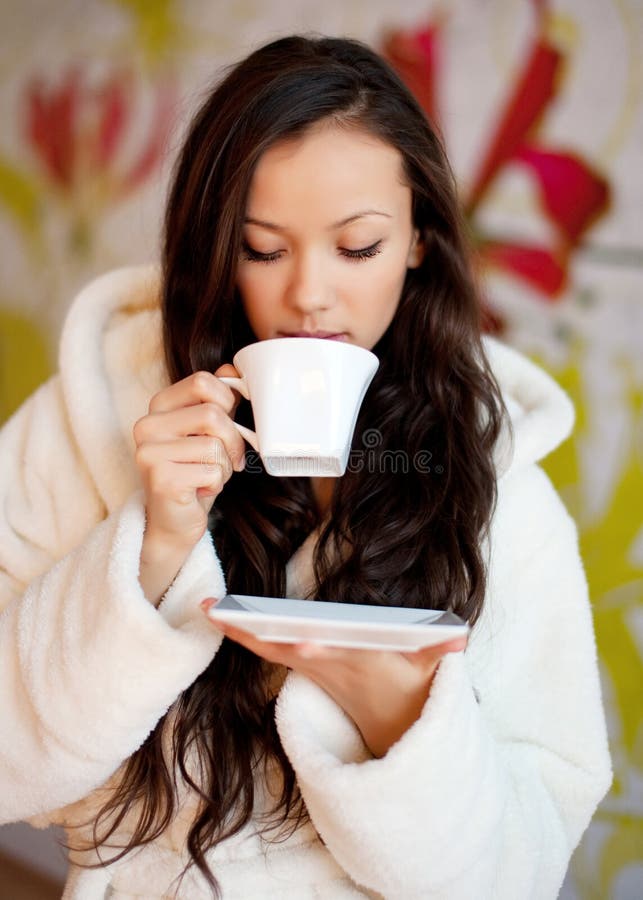 Young Woman Drinking Coffee Stock Photo - Image of people, morning ...
