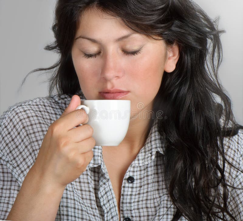 Young Woman Drinking Coffee Stock Photo - Image of drink, young: 20351842