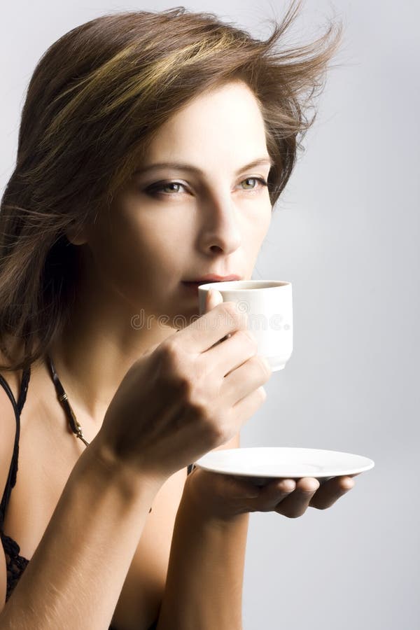 Young Woman Drinking Coffee Stock Photo - Image of casual, face: 7375846