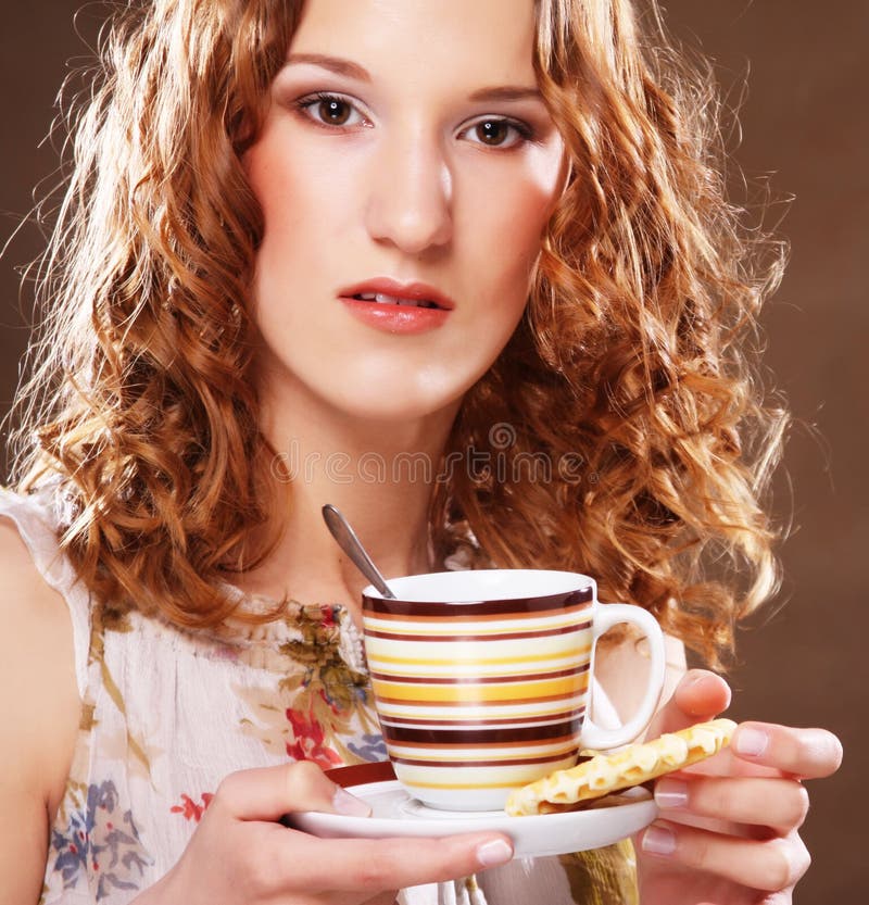 Young Woman Drinking Coffee Stock Photo - Image of hair, female: 77944206