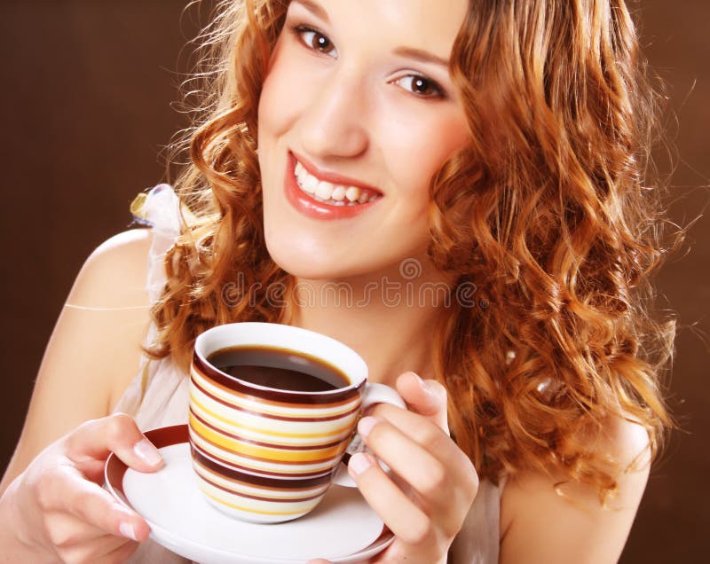 Young Woman Drinking Coffee Stock Photo - Image of enjoy, brown: 85765652