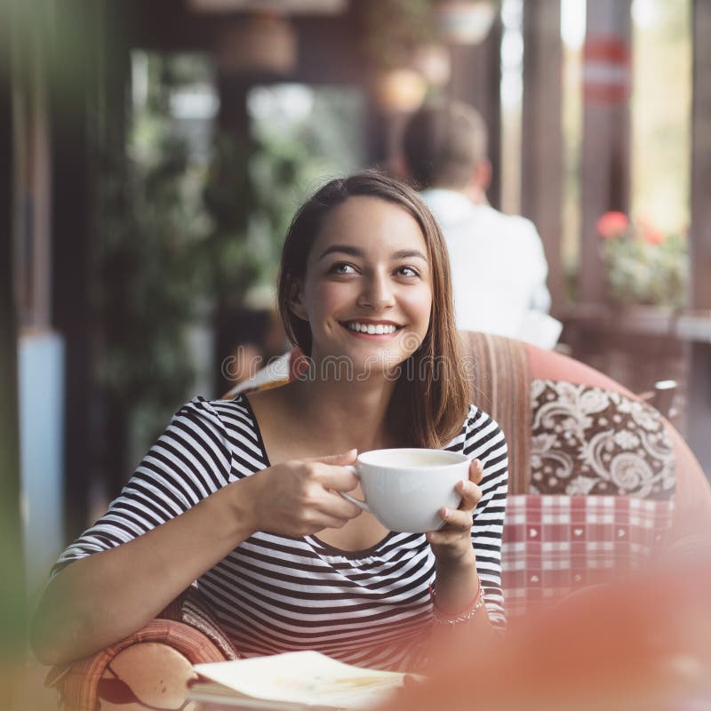 Young Woman Drinking Coffee Stock Image - Image of drinking, woman ...