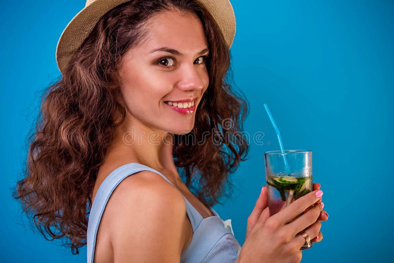 Young Woman Drinking Lemonade Stock Photo - Image of people, elegance ...