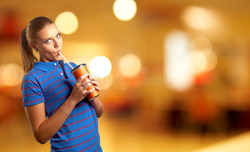 Young woman drinking stock image. Image of joyful, pretty - 36766959