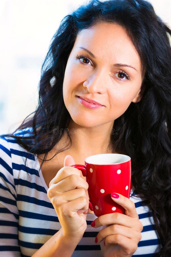 Young woman drinking tea stock image. Image of food, chatting - 39364109