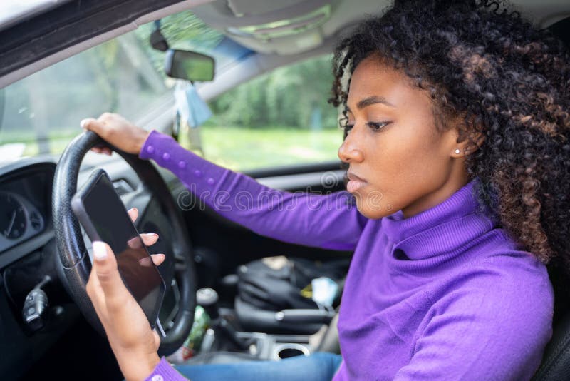 Distracted and Dangerous Driving Smartphone.Traffic Violation Stock ...