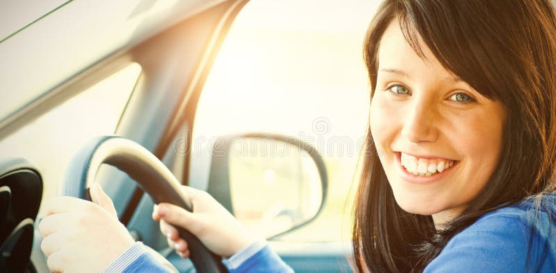 Young woman driving stock image. Image of sitting, looking - 89070079