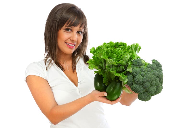 Young Woman Eating Broccoli Stock Image - Image of diet, eating: 48869297