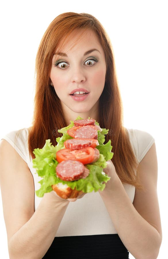 Young Woman Eating Fast Food Stock Image - Image of fast, delight: 22152185