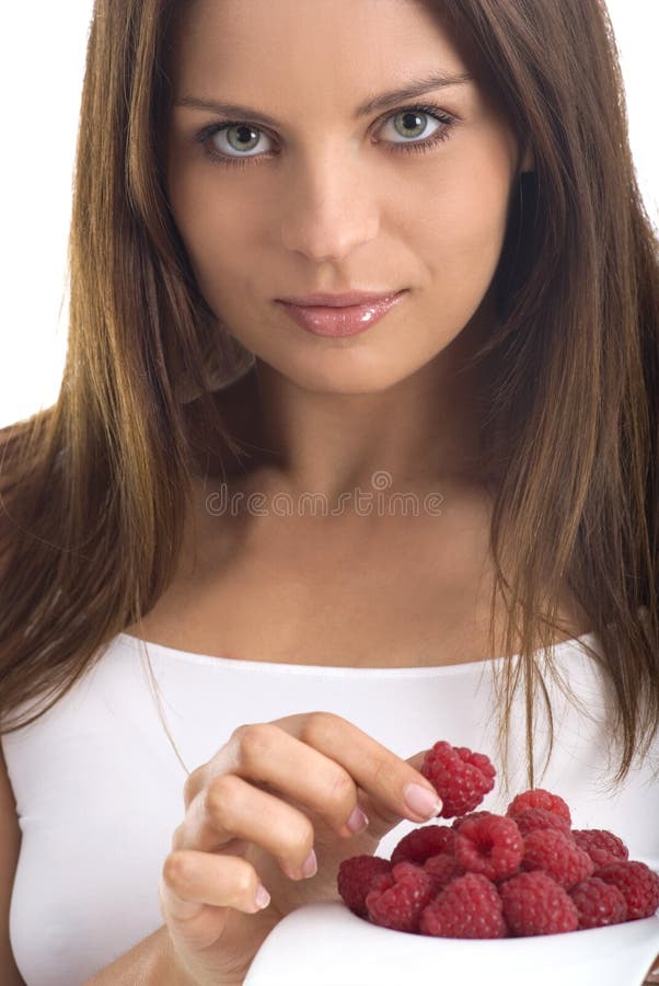 Young Woman Eating Raspberry Stock Image - Image of beauty, nature: 5834853