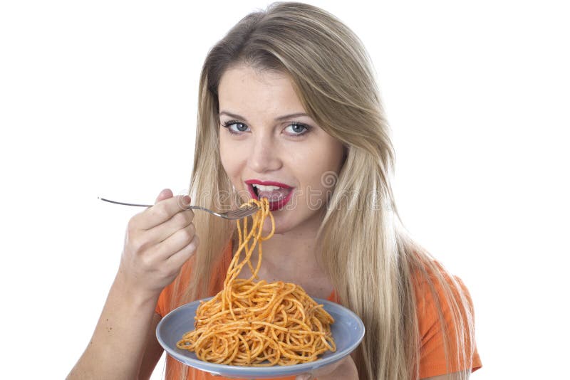 Young Woman Eating Spaghetti Pasta Stock Image Image 34069511