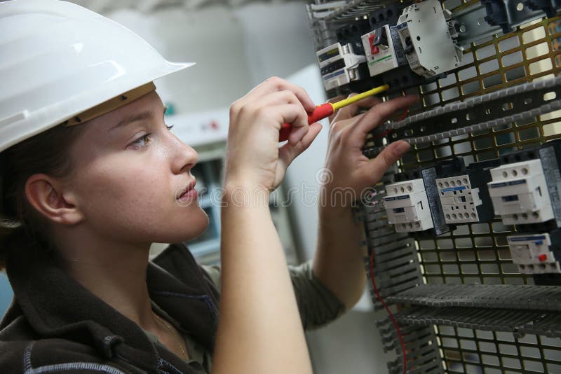 Young Woman in Professional Electronics Training Stock Photo - Image of ...