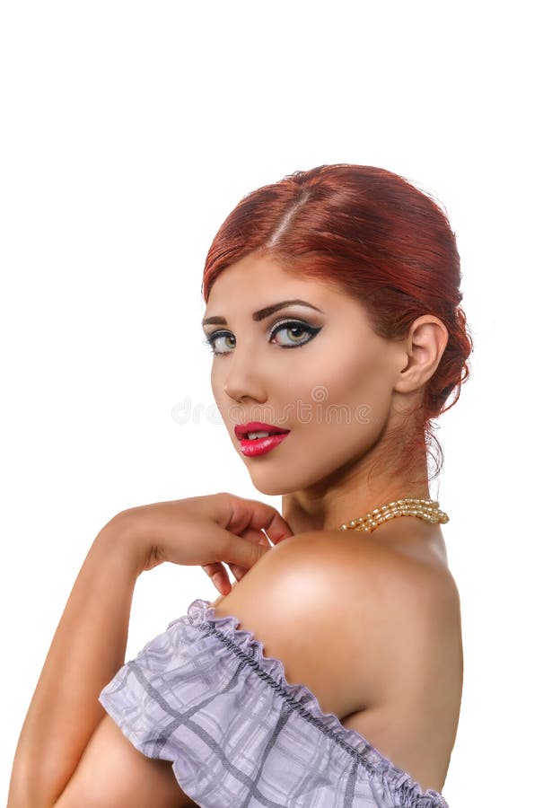 Young Woman With Elegant Braided Hairstyle And Professional Makeup