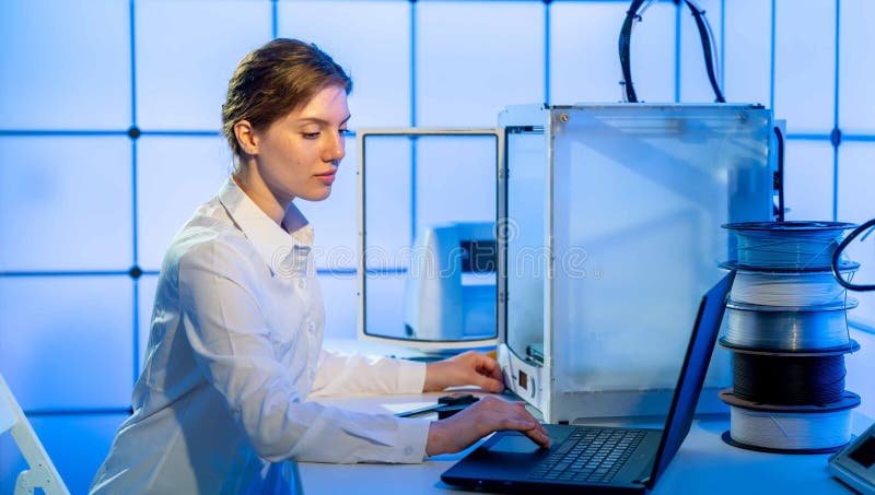 Young Woman Engineer Working in 3D Printing Laboratory Stock Image ...