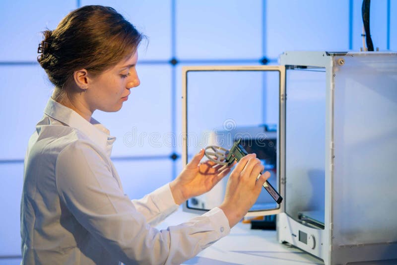 Young Woman Engineer Working in 3D Printing Laboratory Stock Image ...