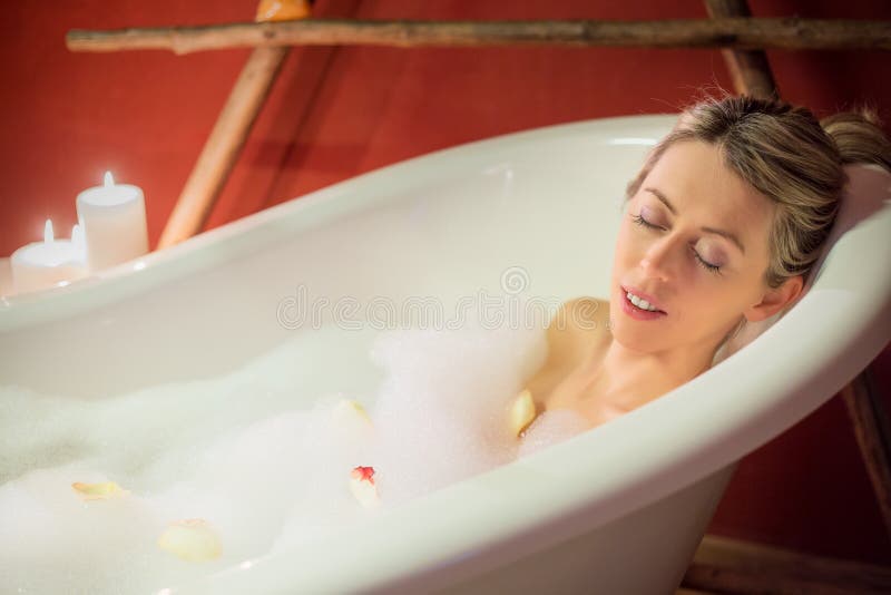 Young woman enjoying bath stock image. Image of healthy - 55480555