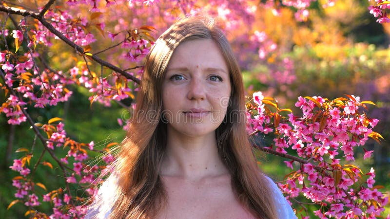 Young Woman Enjoying Beauty of Spring Stock Photo - Image of pretty ...
