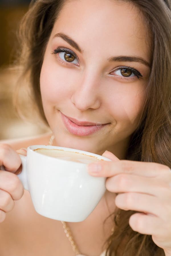 Young Woman Enjoying Coffee. Stock Image - Image of enjoying, caffeine ...