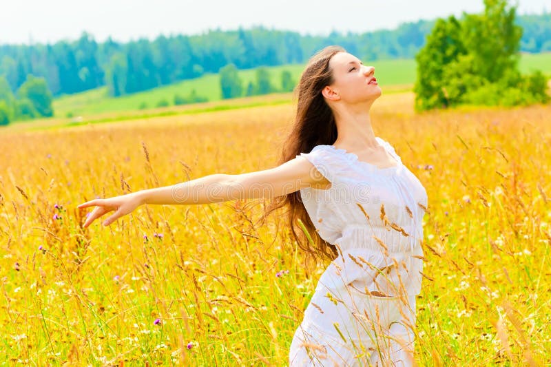Young Woman Enjoying the Freedom Stock Photo - Image of 2025s, human ...