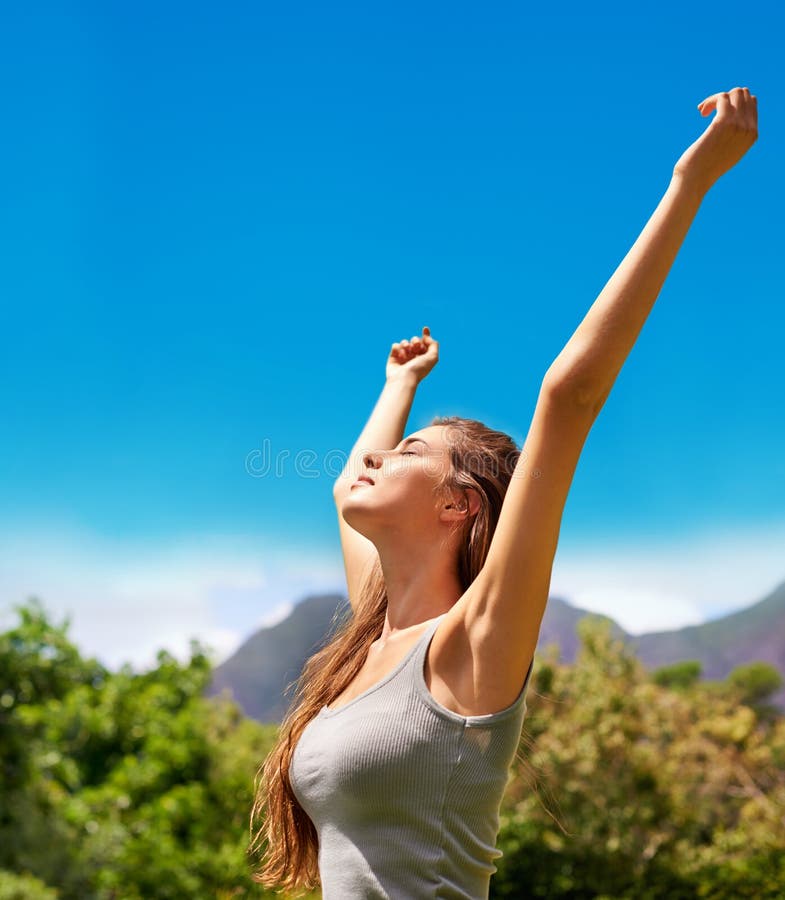 Catching the Summer Rays. a Young Woman Enjoying the Sunshine. Stock ...