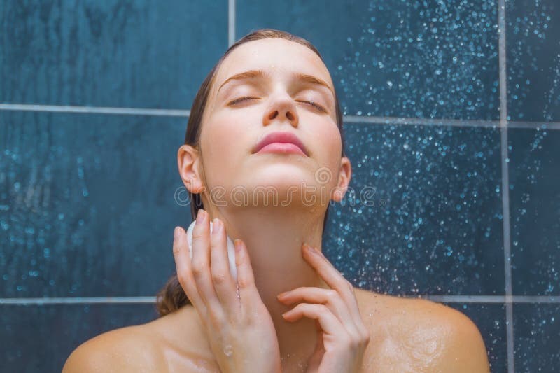 Young Sensuality Woman Showering. Spa Treatment Stock Photo - Image of ...