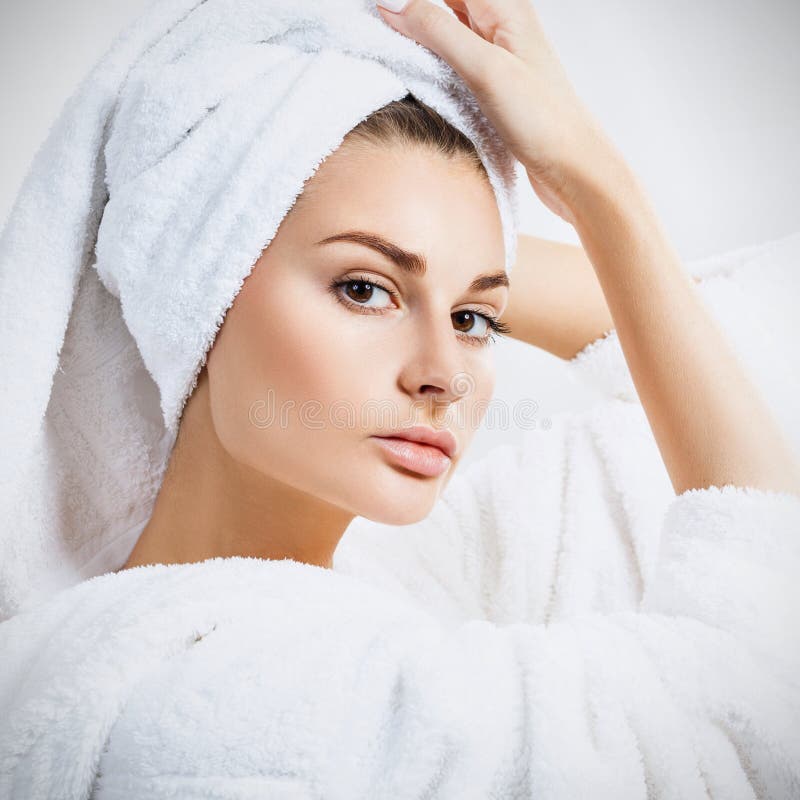 Young Sensual Woman With Bath Towel On Head Stock Image Image Of