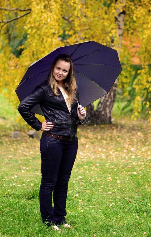 Young woman in fall park stock photo. Image of forest - 11310354