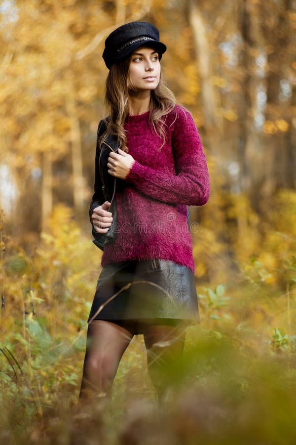 Young woman at fall stock photo. Image of casual, fashion - 131605866