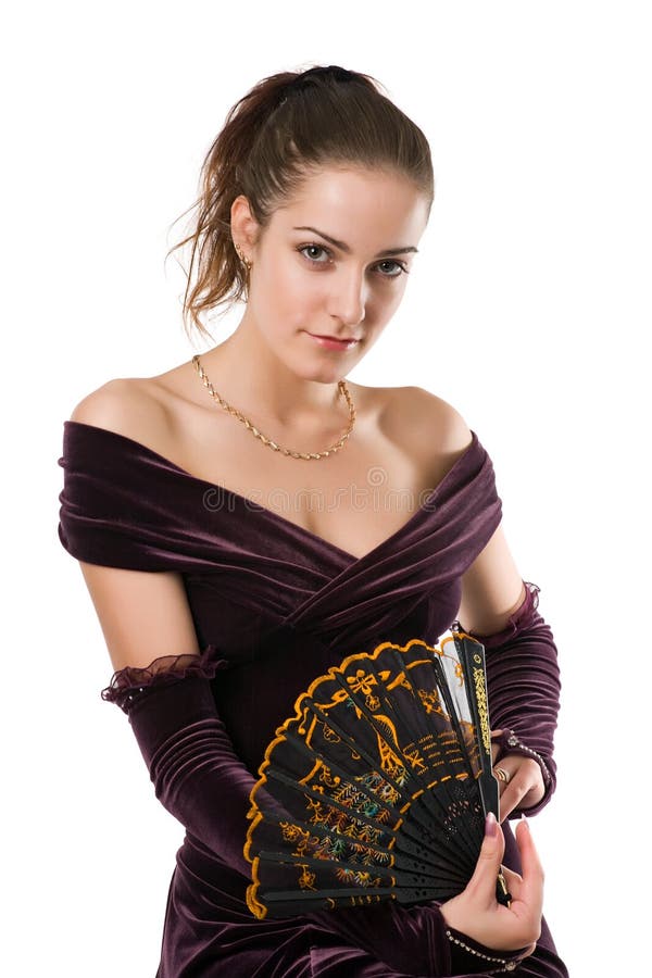 Young woman with fan stock photo. Image of elegance, female - 9090896