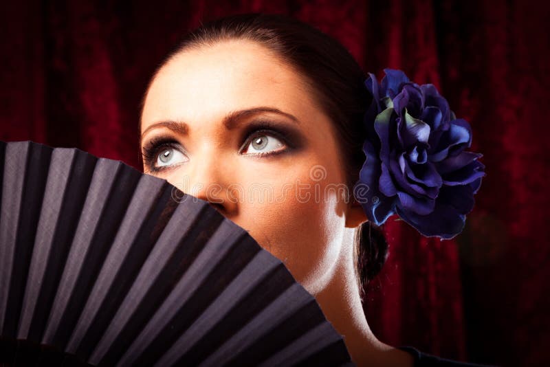Young Woman with Fan stock image. Image of horizontal - 85255455