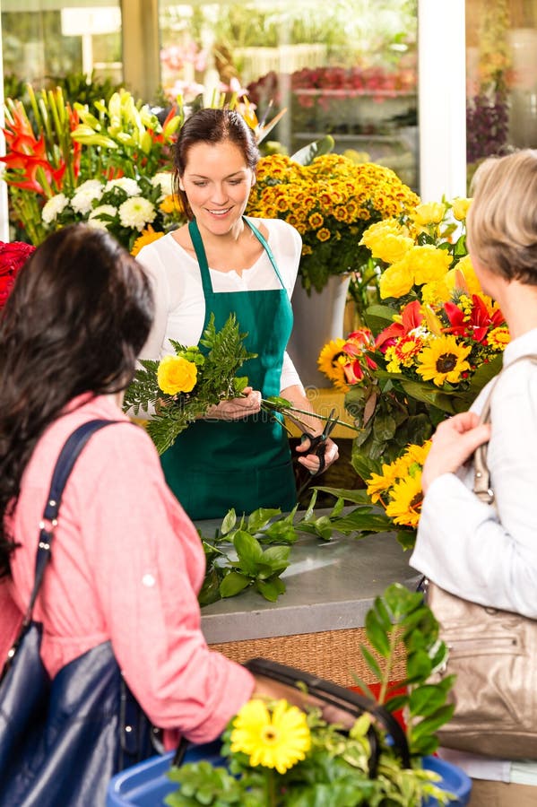 Woman Florist Selling Sunflowers Bouquet Flower Shop Stock Photo ... Woman Florist Selling Sunflowers Bouquet Flower Shop Stock Photo ...