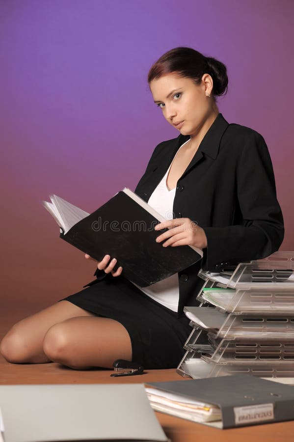 Young Woman with Folders of Papers Stock Photo - Image of executive ...