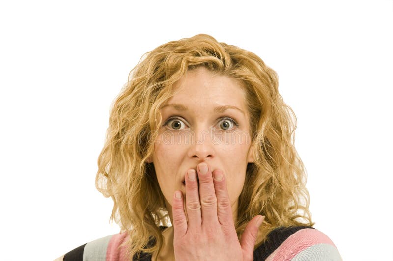 Young woman frightened stock photo. Image of isolated - 4657986