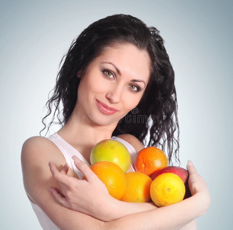 Female Beautiful Body and Fresh Fruits Stock Photo - Image of sexual ...