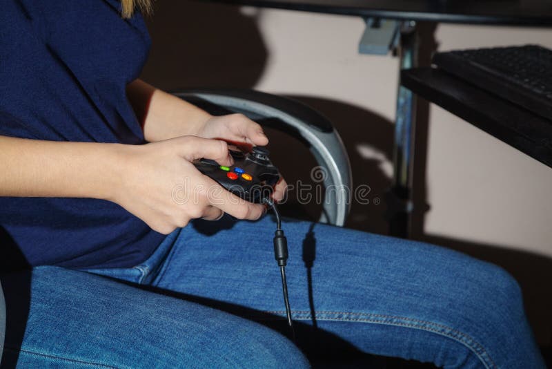 Young Woman with a Game Controller in Hand Stock Image - Image of ...