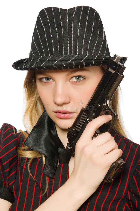 Young Woman Gangster with Gun Stock Image - Image of person, pistol ...