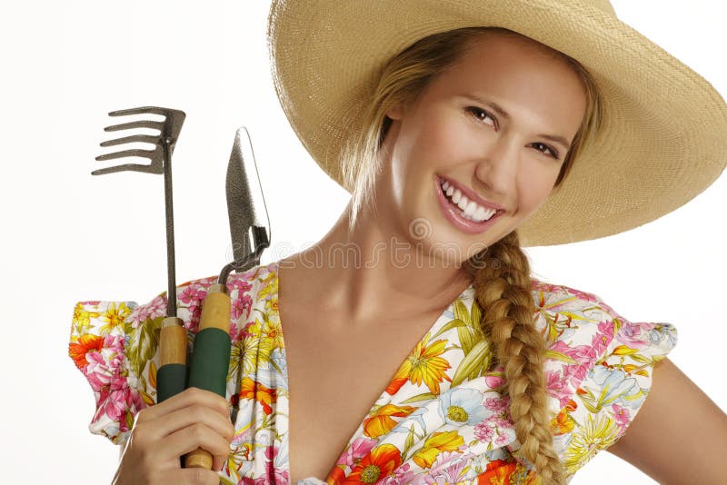 Woman Gardener Planting Flowers Stock Photo - Image of activity ...
