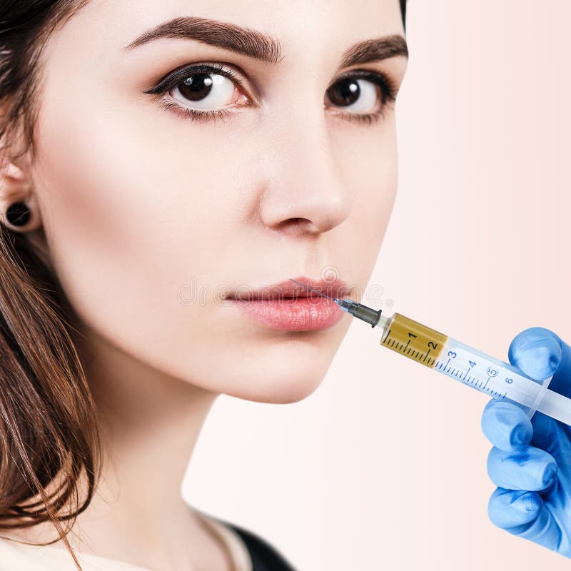 Young Woman Getting Cosmetics Injection. Stock Image - Image of makeup ...