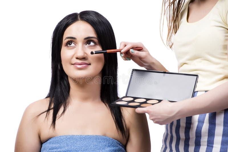 The Young Woman Getting Make-up Isolated on White Stock Image - Image ...