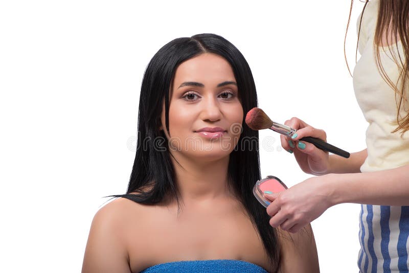 The Young Woman Getting Make-up Isolated on White Stock Photo - Image ...
